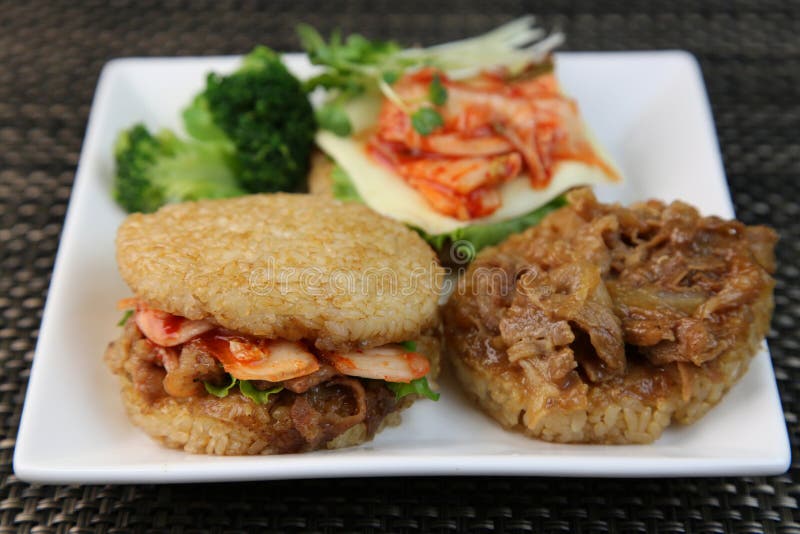 Rice burger stock image. Image of gourmet, sandwich, grilled - 77302899