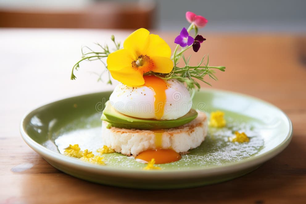 Rice Cake with Avocado and Poached Egg on Top Stock Illustration ...