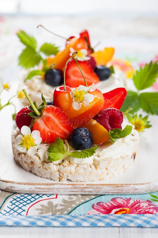 Rice cakes with berries stock image. Image of processed - 41120523