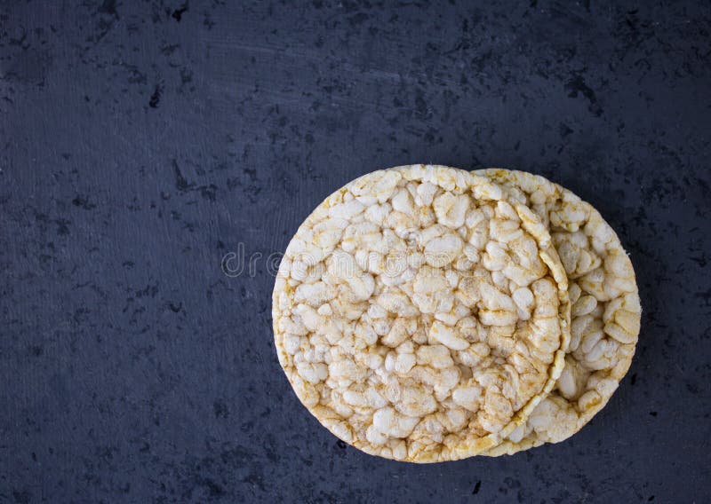 Rice Cakes on Grey Background with Copy Space Stock Image - Image of ...