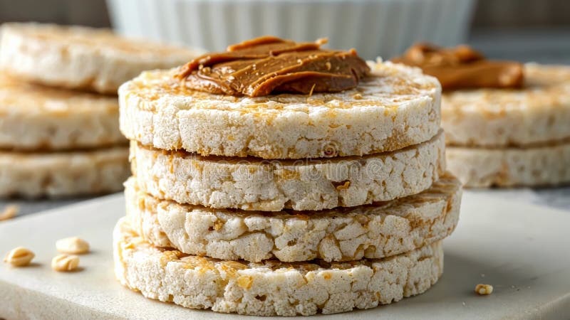 Rice Cakes an Upclose Look at a Stack of Plain Rice Cakes Focusing on ...