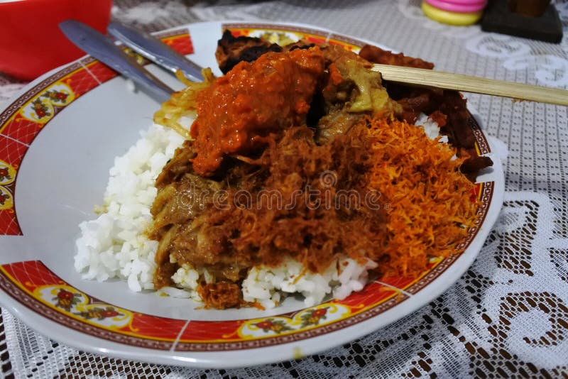 Rice chicken from Lombok stock image. Image of chicken - 120833303