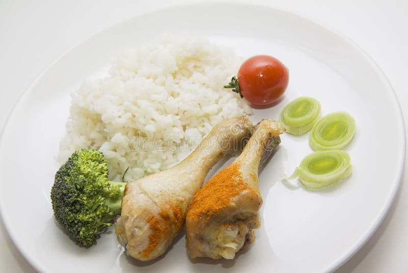 Rice and chicken on plate stock image. Image of chef - 54126755