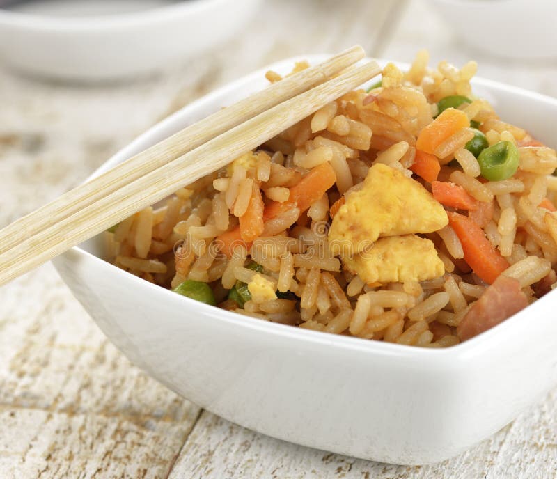 Rice with Chicken and Vegetables Stock Photo - Image of closeup, rice ...