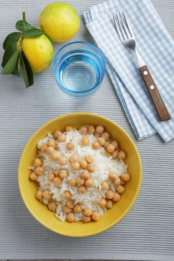 Rice with chickpeas stock image. Image of indoors, flat - 79879307