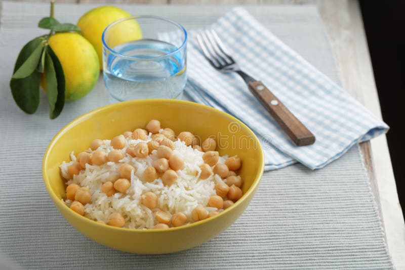 Rice with chickpeas stock photo. Image of chickpeas, fork - 80442124