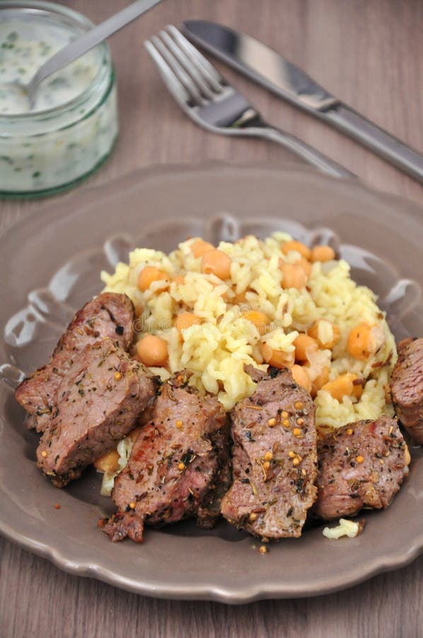 Rice with Chickpeas and Lamb Stock Image - Image of meal, dinner: 30367673