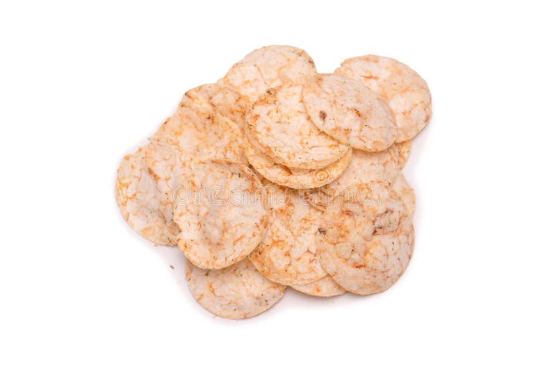 Rice Chips Isolated on White Background Stock Photo - Image of crisp ...