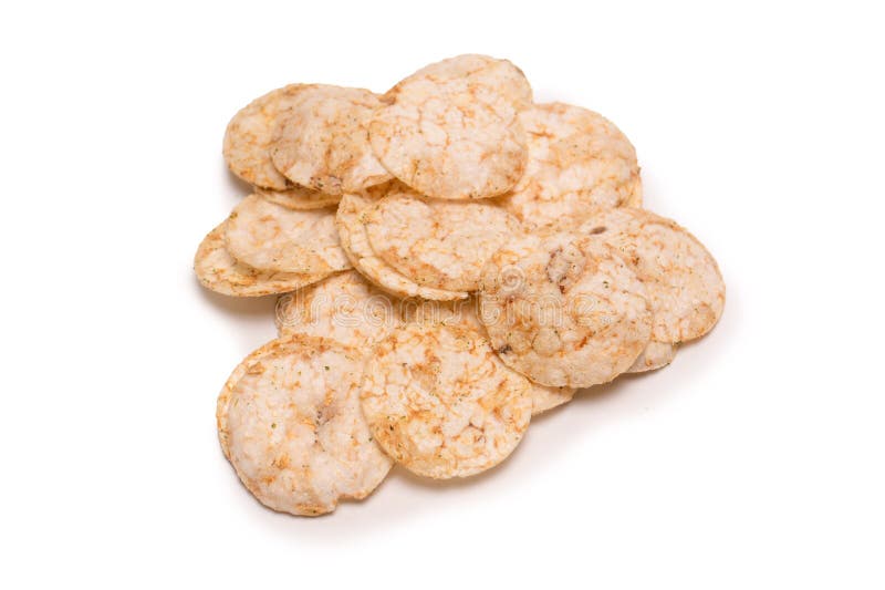 Rice Chips Isolated on White Background Stock Image - Image of cracker ...