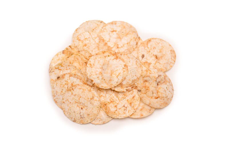 Rice Chips Isolated on White Background Stock Photo - Image of brown ...