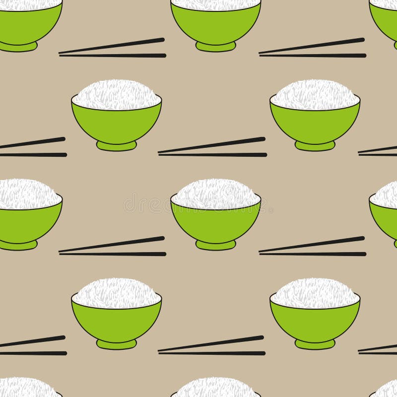 Rice with Chopsticks Seamless Patterns Stock Vector - Illustration of ...