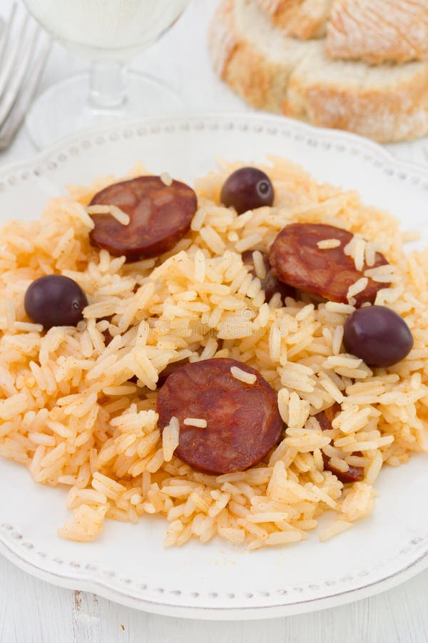 Rice with chorizo stock photo. Image of meat, typical - 32956440