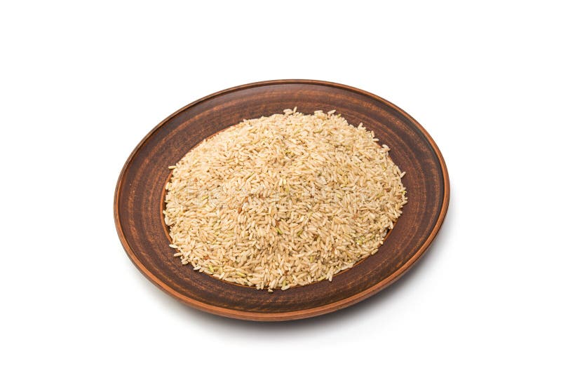Rice in a Clay Plate Isolated Stock Photo - Image of food, diet: 68193402