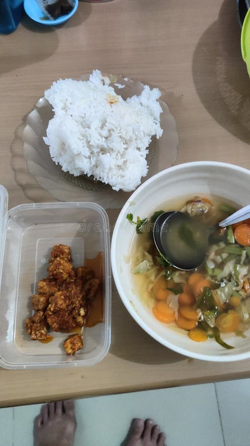 Rice and Complete Menu of Vegetable Stock Photo - Image of rice, tempe ...