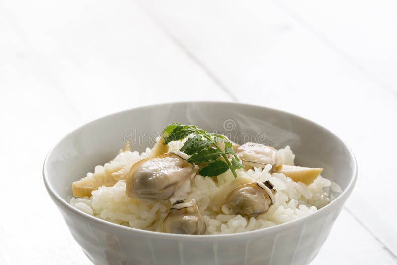 Rice Cooked with Steaming Clams Stock Image - Image of japanese, small ...