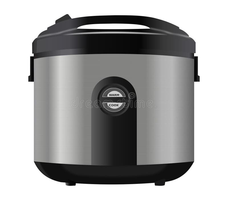 Rice Cooker with Chrome Body, Black Handle, 3d Vector Rendering Stock ...