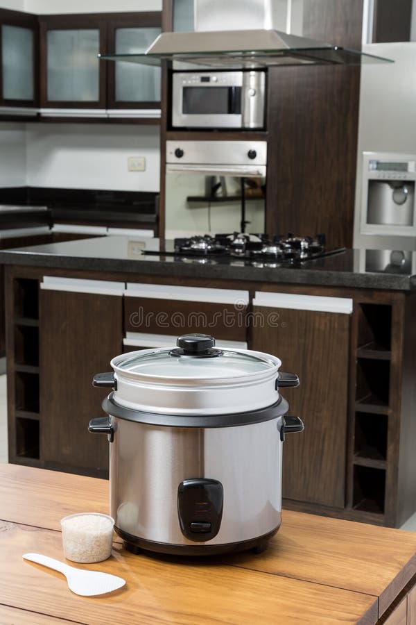 A Rice Cooker in the Kitchen Stock Image - Image of lifestyle, button ...
