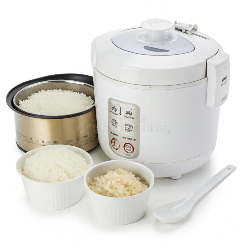 Rice Cooker Set Isolated on White Background Stock Illustration ...