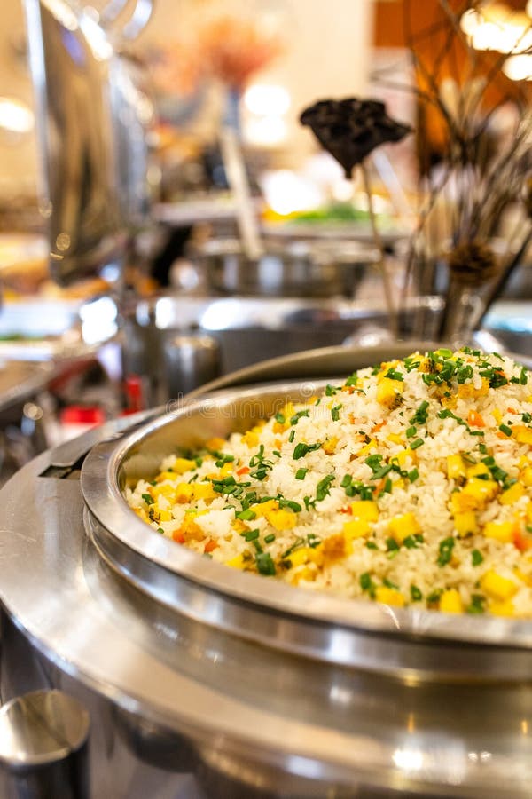 Rice with Corn a Buffet in a Cafe Stock Photo - Image of close, diet ...