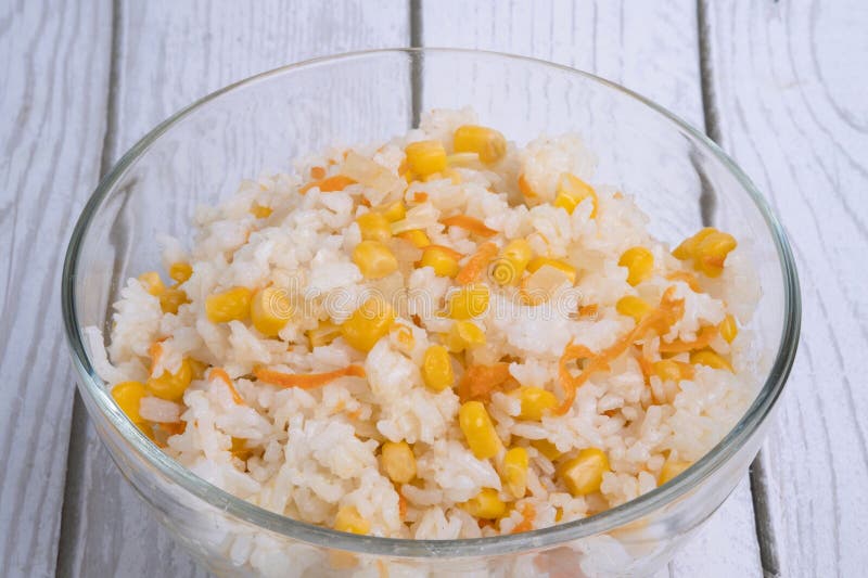 Rice with corn stock photo. Image of orange, gain, meal - 358651250