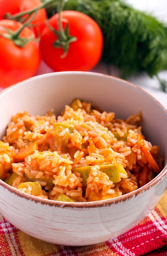 Rice and Courgette, Carrot Casserole Stock Image - Image of food, sauce ...
