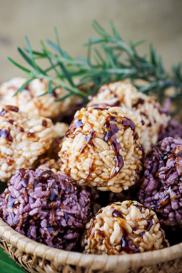 Rice Cracker or Puffed Rice with Sugar Stock Photo - Image of cookie ...