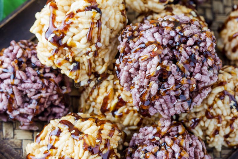 Rice Cracker or Puffed Rice with Sugar Stock Photo - Image of nutrition ...