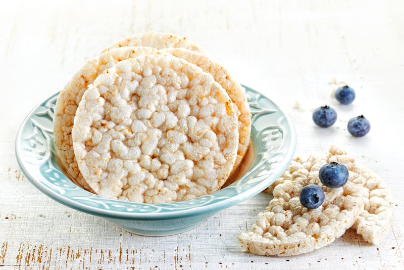 Rice Crackers with Blueberries Stock Image - Image of natural, food ...