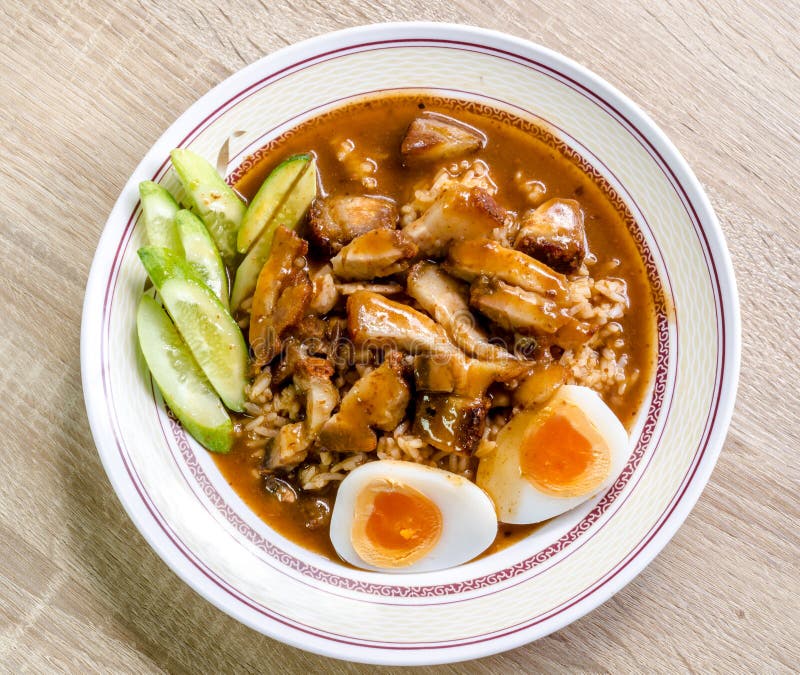 Rice Crispy and Red Pork, Closeup Thai Food. Stock Photo - Image of ...