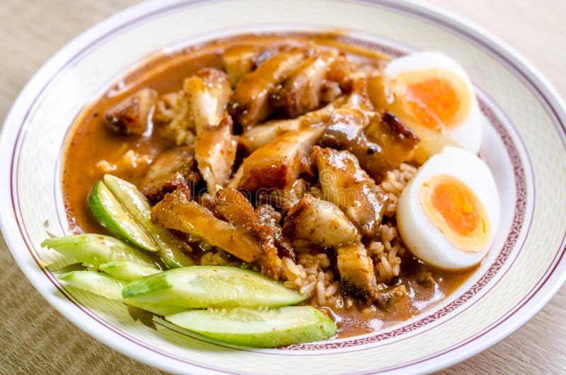 Rice Crispy and Red Pork, Closeup Thai Food. Stock Photo - Image of ...