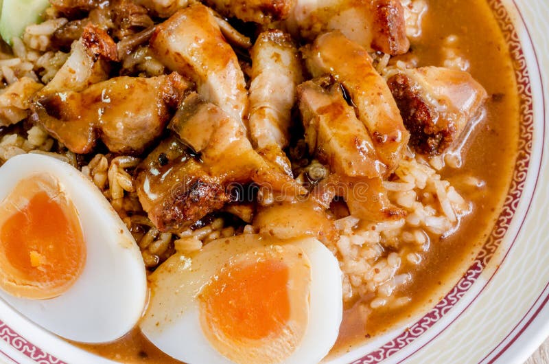 Rice Crispy and Red Pork, Closeup Thai Food. Stock Photo - Image of ...
