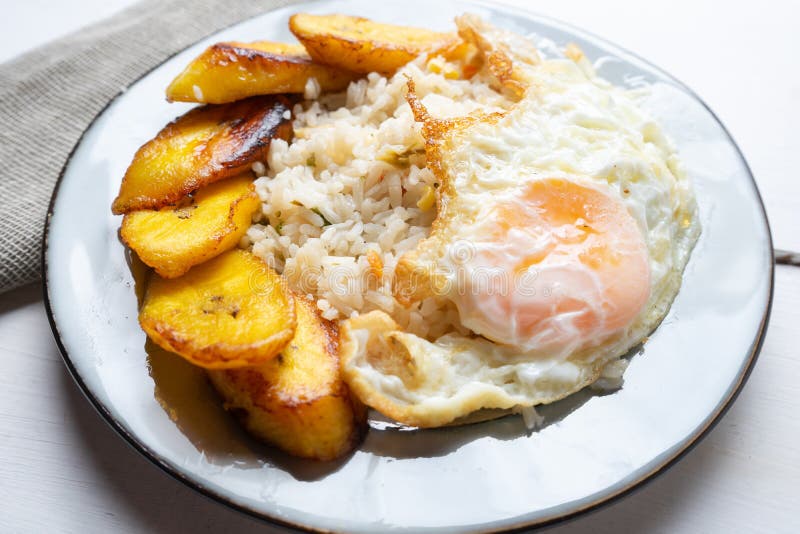 Rice cuban style with egg stock image. Image of cubano - 174830959