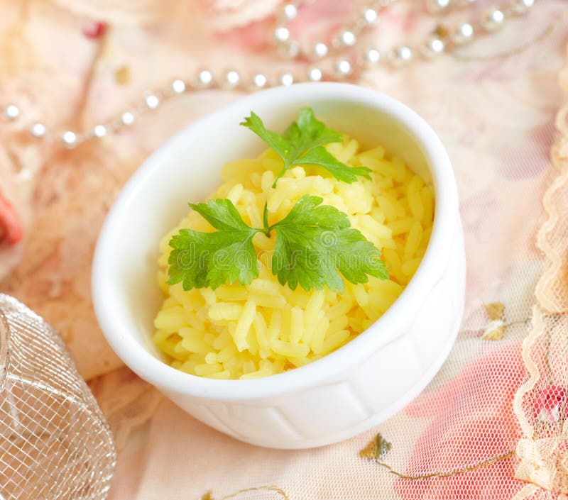 Rice with curcuma stock photo. Image of meal, dish, boiled - 26036148