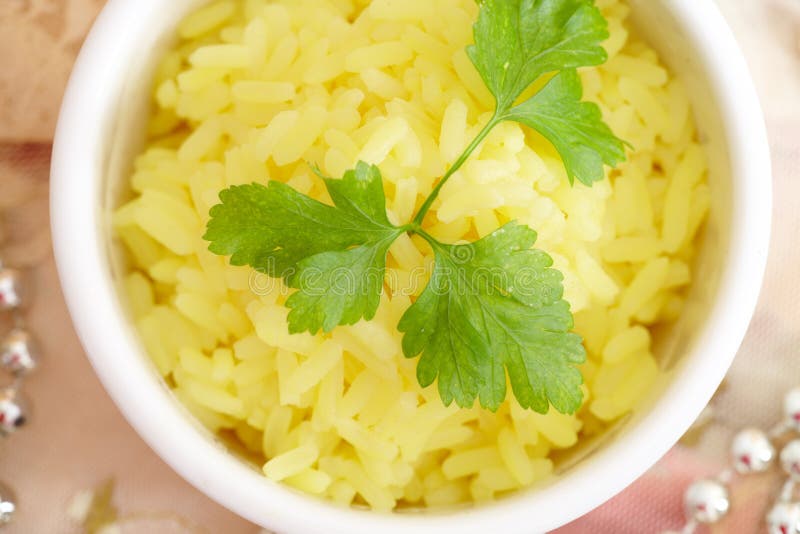 Rice with curcuma stock photo. Image of meal, dish, boiled - 26036148