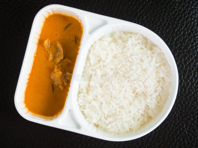 Rice and Curry in the Meal Box Set Stock Photo - Image of kitchen ...