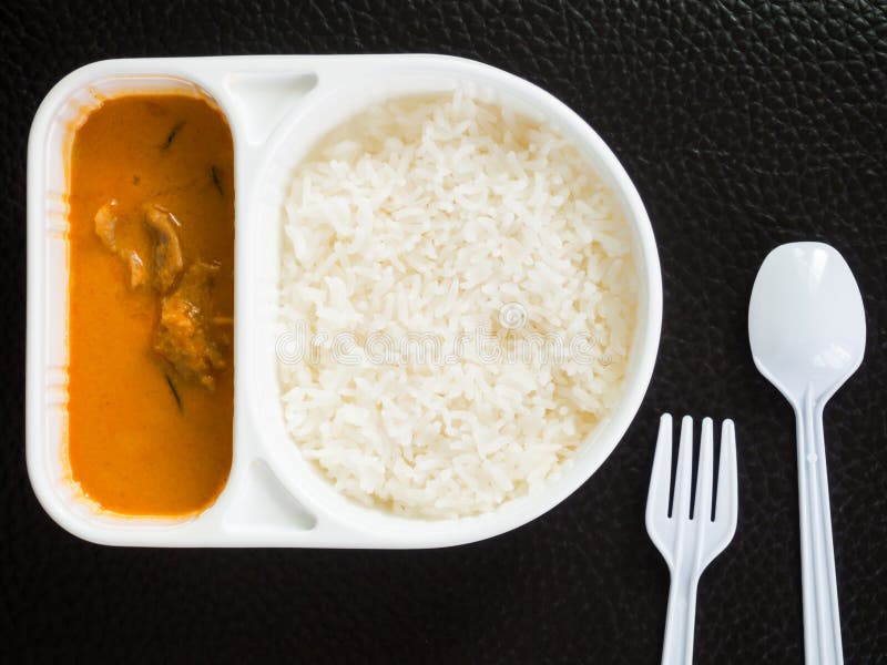 Rice and Curry in the Meal Box Set Stock Image - Image of grains, fried ...