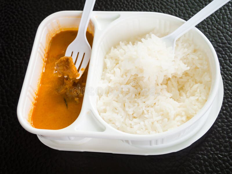 Rice and Curry in the Meal Box Set Stock Photo - Image of chutney ...