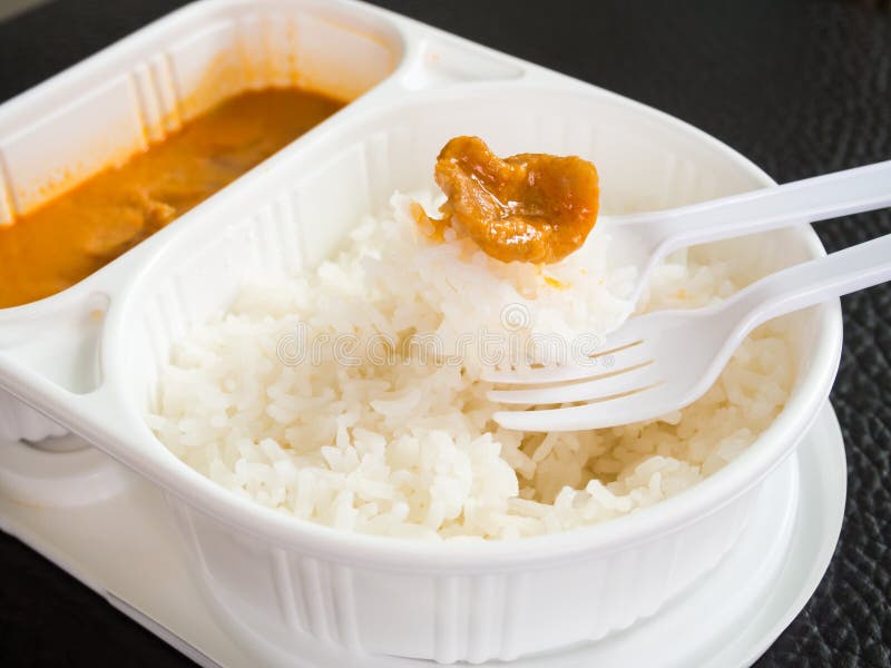 Rice and Curry in the Meal Box Set Stock Photo - Image of asia, dish ...
