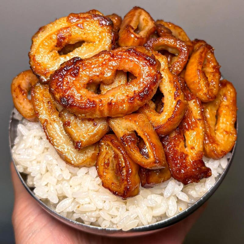 Rice with Delicious Grilled Octopus Stock Photo - Image of asian, rice ...