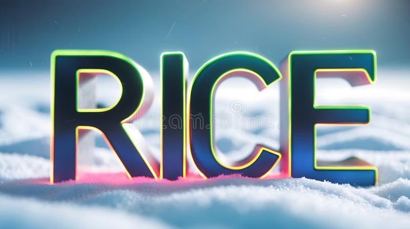 Rice Displayed in Bold Typography Against a Snowy Background Reflecting ...