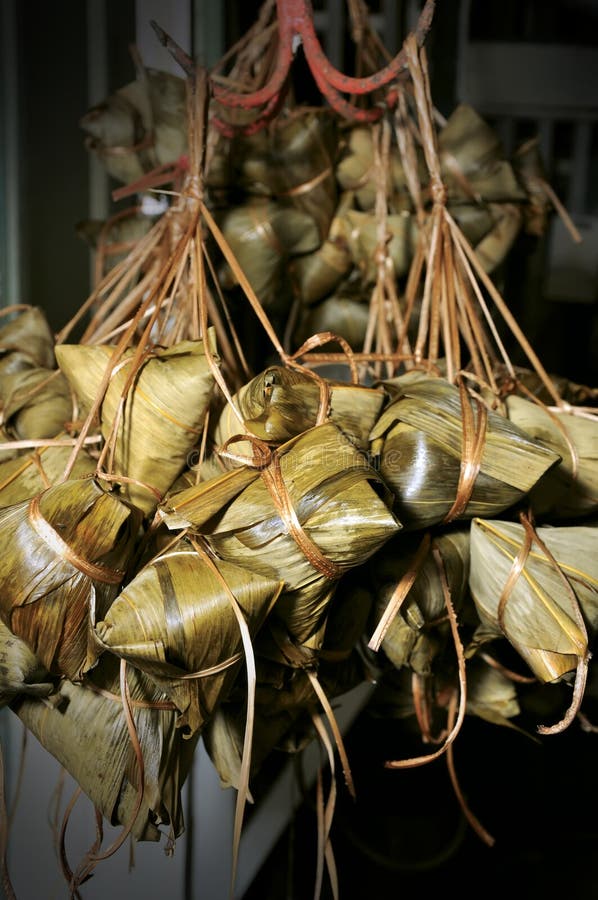 Rice Dumplings with Bamboo Leaf Stock Photo - Image of celebration ...
