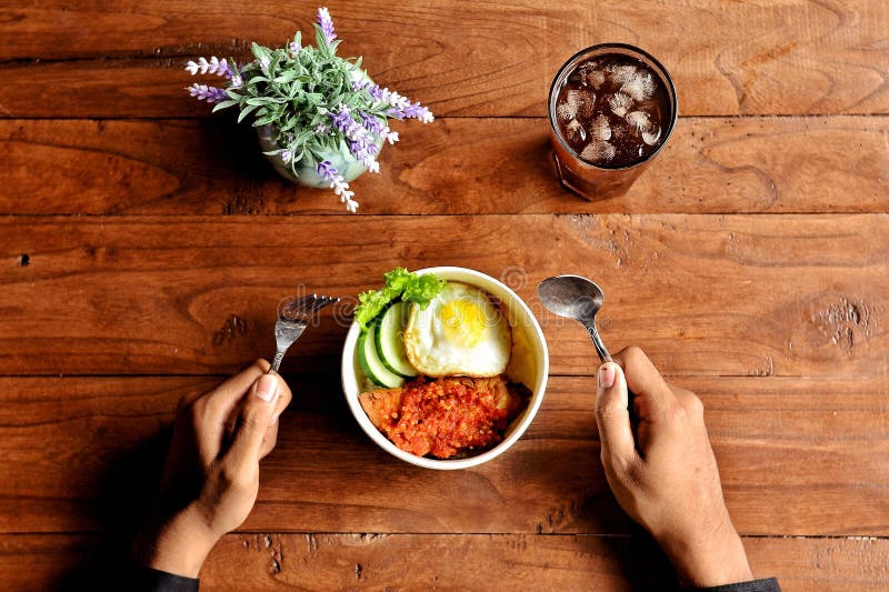 Rice egg fried rice cup stock photo. Image of vegetable - 209356380