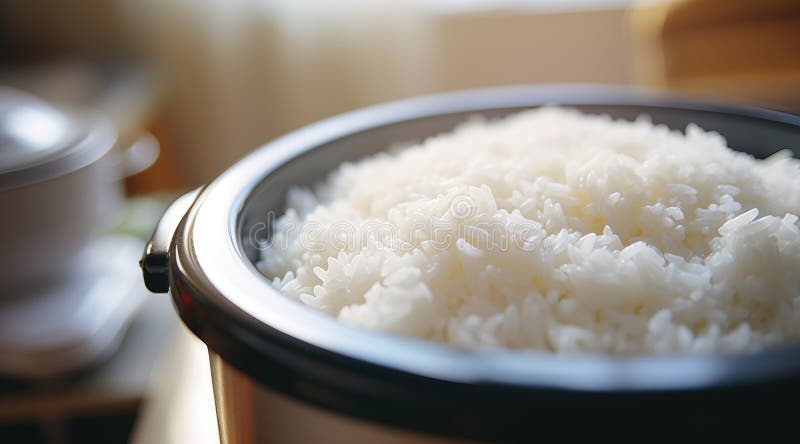 Rice in Electrical Rice Cooker Stock Illustration - Illustration of ...
