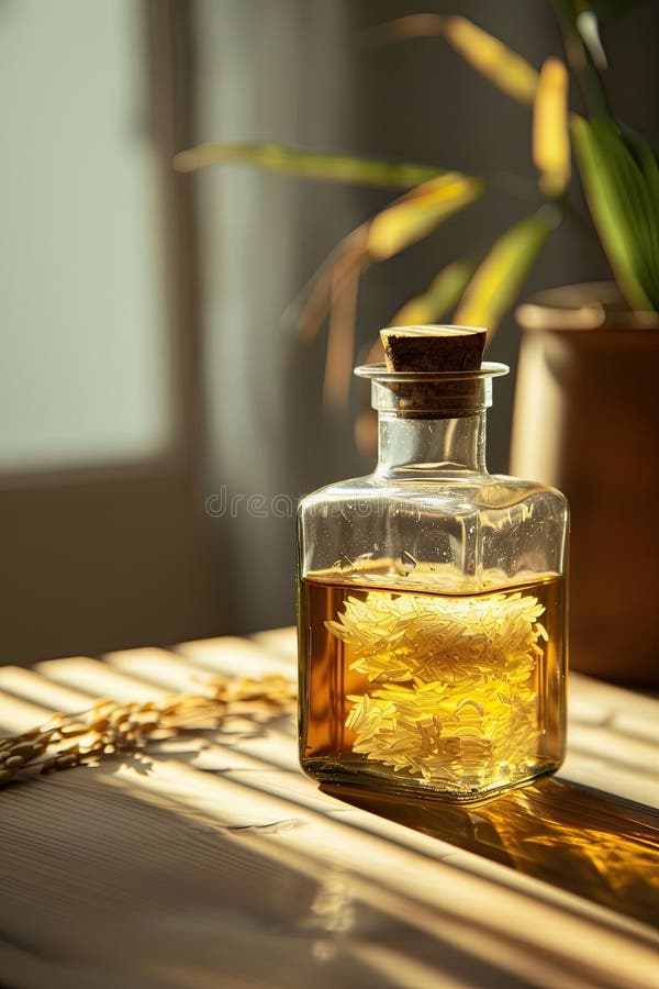 Rice Essential Oil. Selective Focus Stock Photo - Image of infused ...