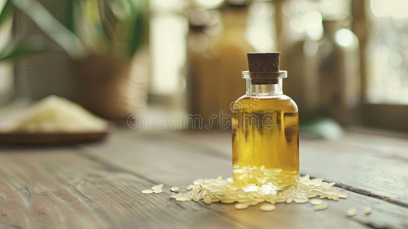 Rice Essential Oil. Selective Focus Stock Illustration - Illustration ...