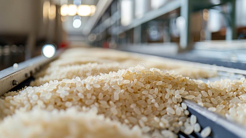 Rice in the Factory Industry. Selective Focus Stock Image - Image of ...