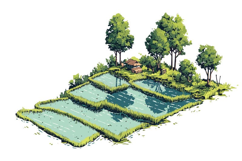 Rice Field Isometric Isolated Stock Vector - Illustration of summer ...
