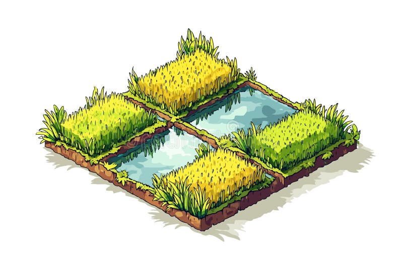 Rice Field Isometric Isolated Stock Illustration - Illustration of ...