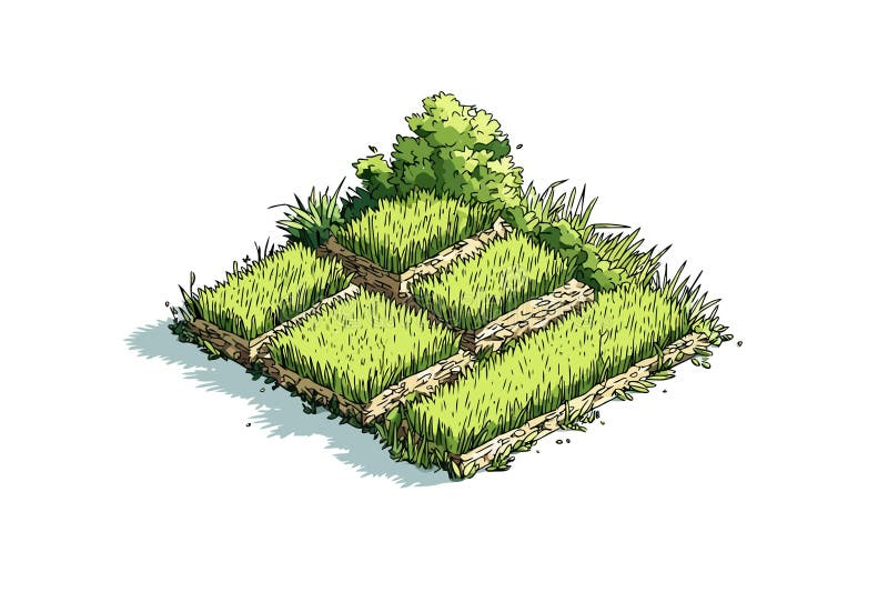 Rice Field Isometric Isolated Stock Illustration - Illustration of ...
