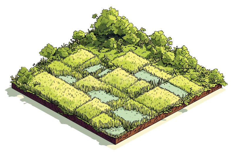 Rice Field Isometric Isolated Stock Illustration - Illustration of crop ...